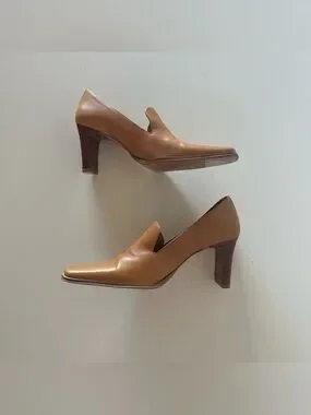 Diba | Shoes | Vintage Y2k Diba Tan Square Stitch Toe Leather Pumps 75 ...